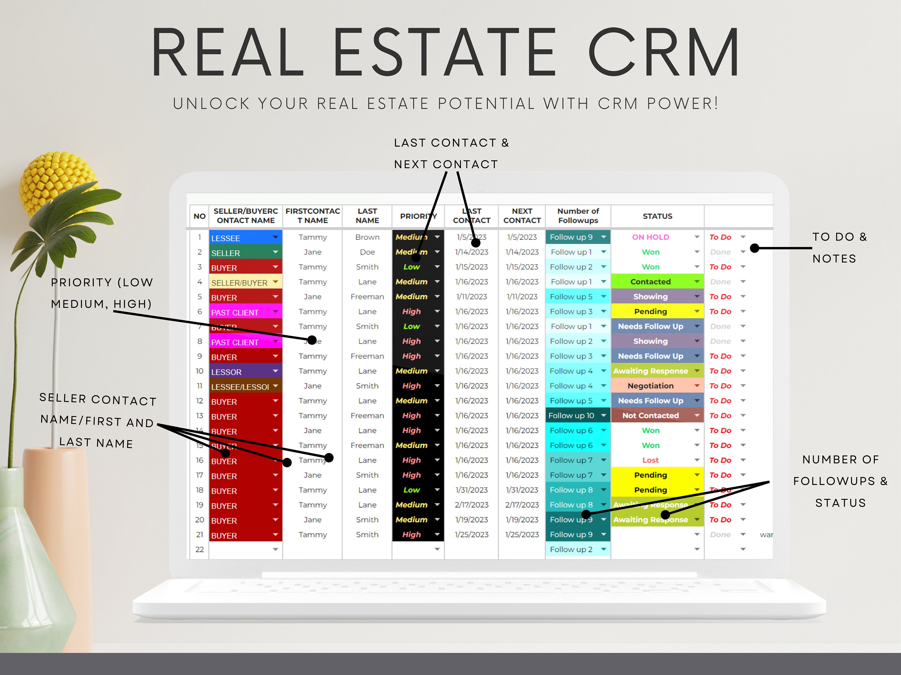 Realtor CRM, Realtor Client Tracker, Realtor Client Sheet, Realtor ...