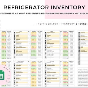 Refrigerator Inventory Template, Refrigerator Checklist, Refrigerator ...