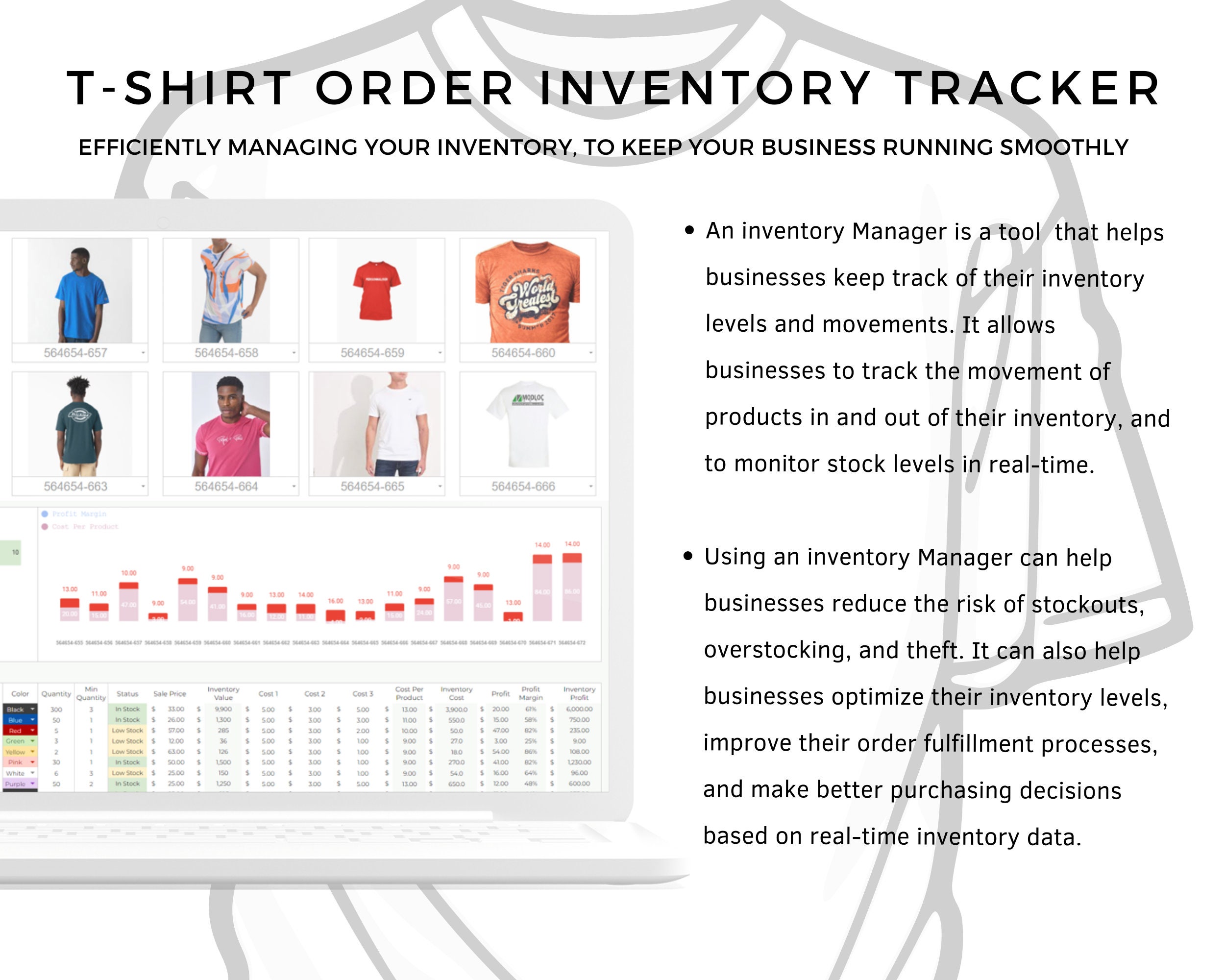 Tshirt Inventory Tracker, Tshirt Inventory Spreadsheet Template, Log ...
