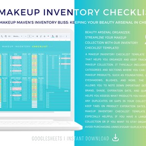 Inventory Sheet Organization Sheet Excel Spreadsheet, Makeup Inventory ...