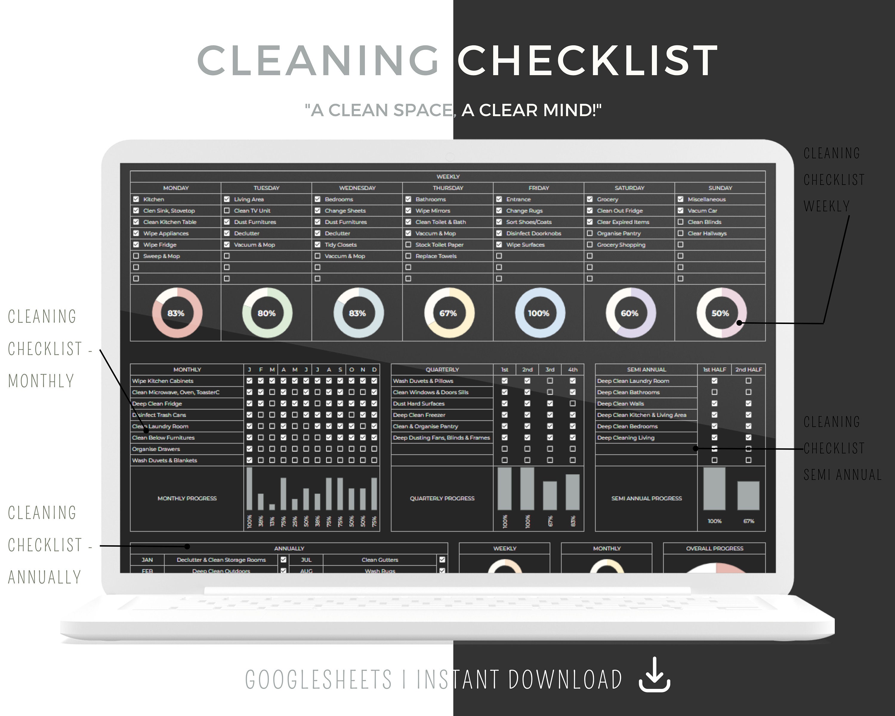 Cleaning Schedule Spreadsheet, Cleaning Checklist, Cleaning Tracker ...