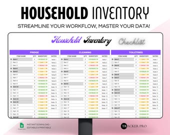 Household Inventory Checklist, Home Inventory Tracker Template, Food ...