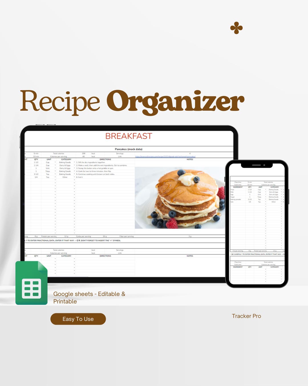Recipe Organizer Spreadsheet | Recipe Organizer, Google Sheets, Recipe ...