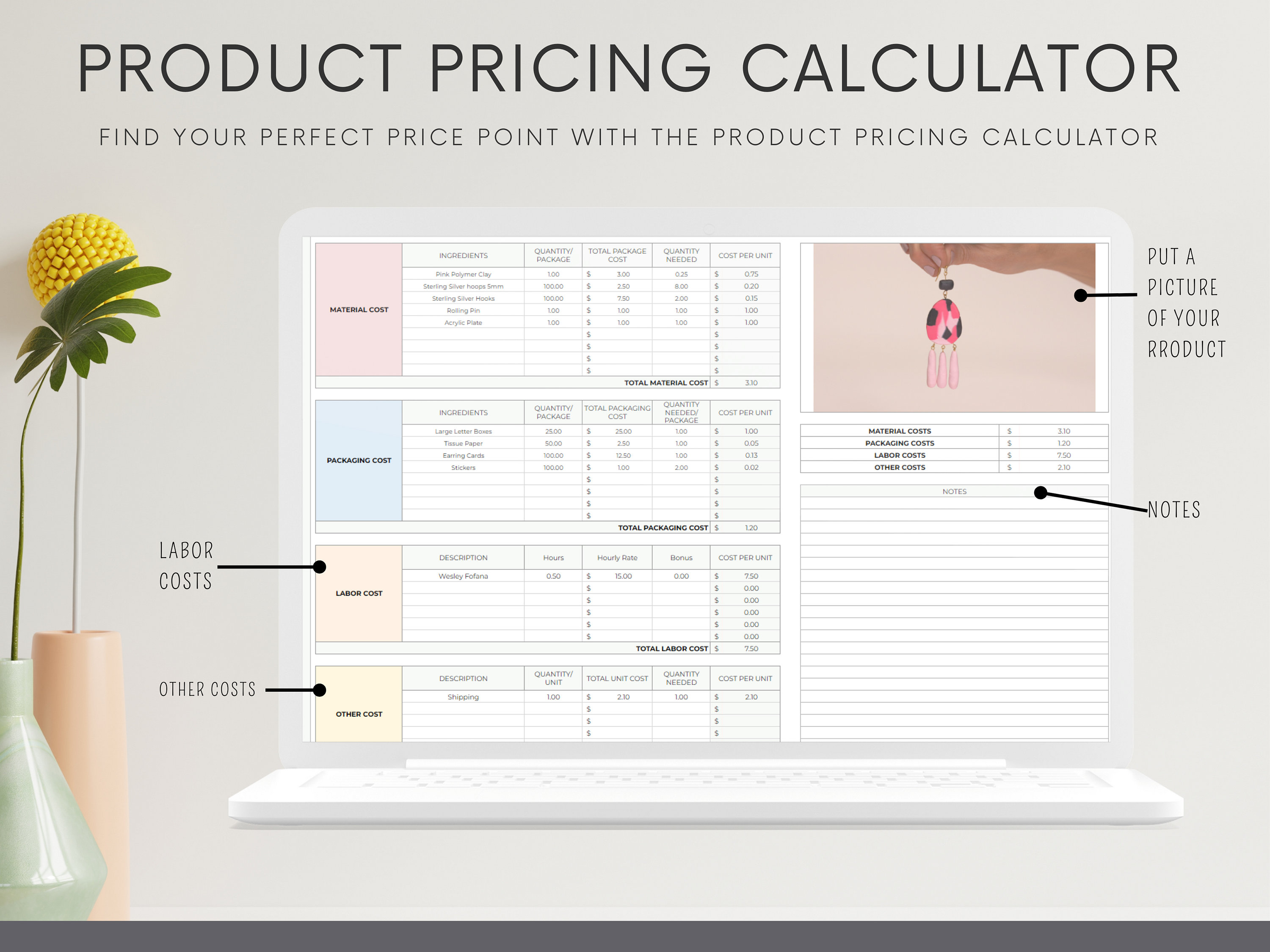 Pricing Calculator Spreadsheet, Price Handmade Products Google Sheet ...