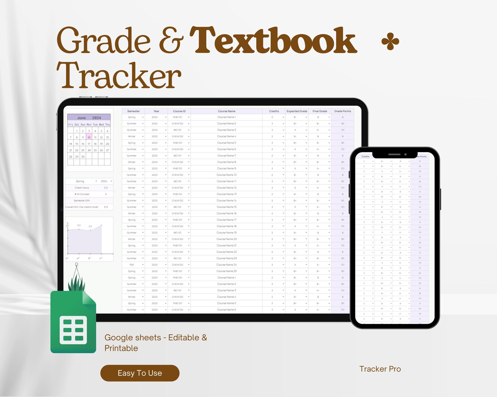 Grade Tracker Spreadsheet | GPA Calculator | College & University ...