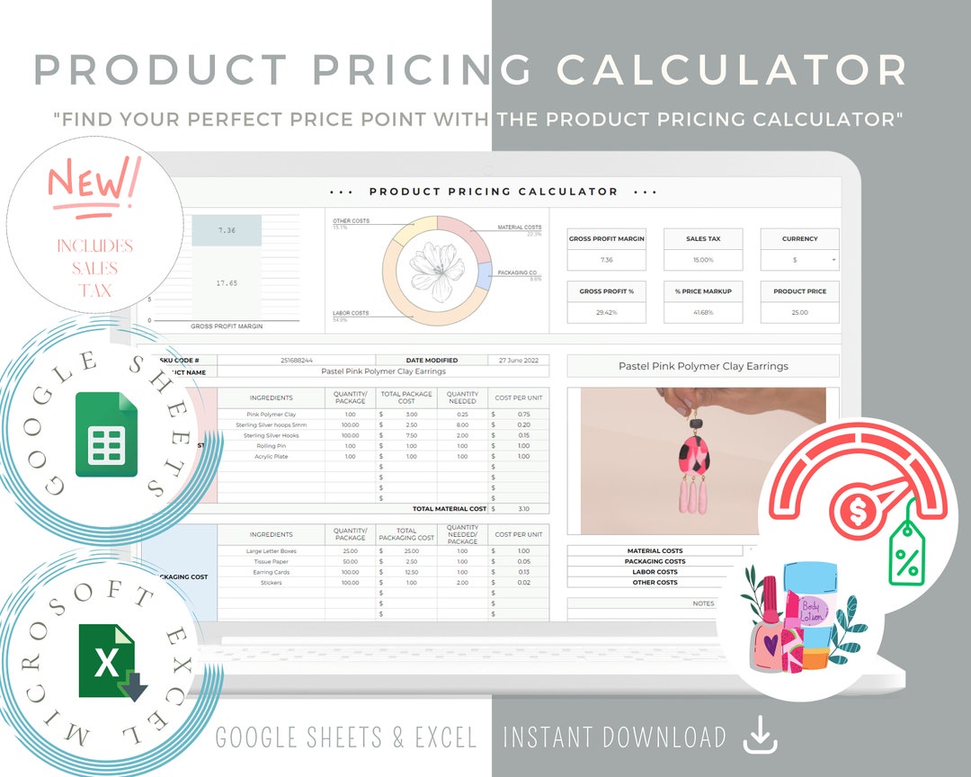 Pricing Calculator Spreadsheet, Price Handmade Products Google Sheet ...