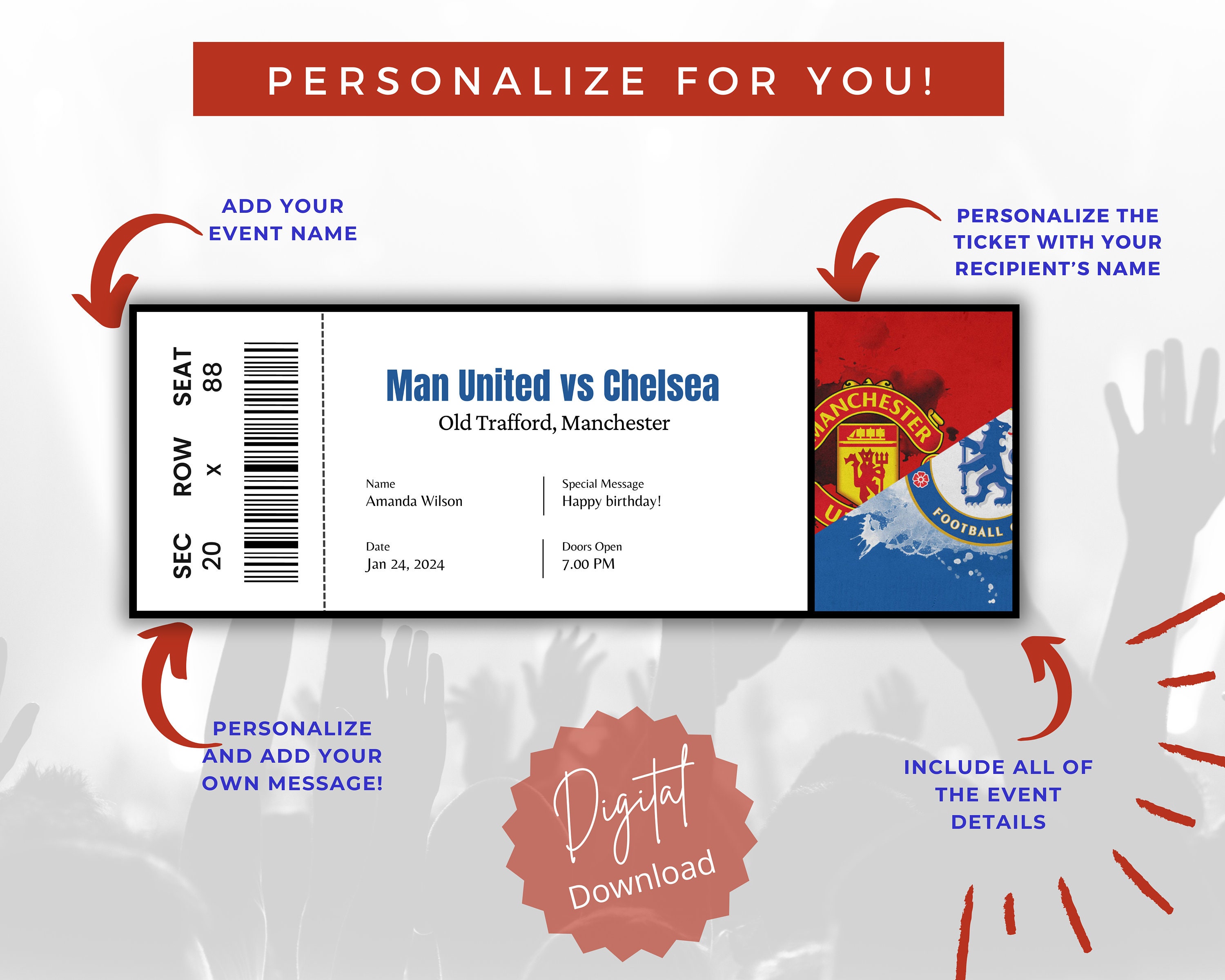 Editable Sports Ticket Template, DIY Sporting Ticket, Custom Sports ...