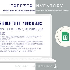 Freezer Inventory Template Freezer Checklist Freezer List - Etsy