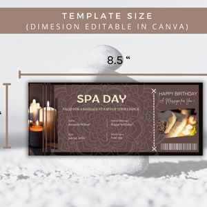 Editable Spa Day Voucher Personalized Massage Coupon Printable Gift ...