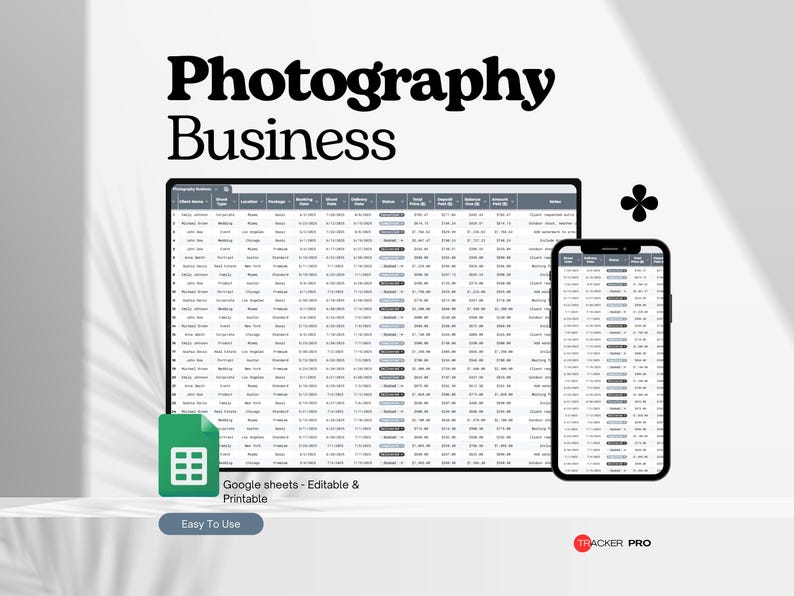 Photography Business Planner Bundle Spreadsheet Template, Photographer ...