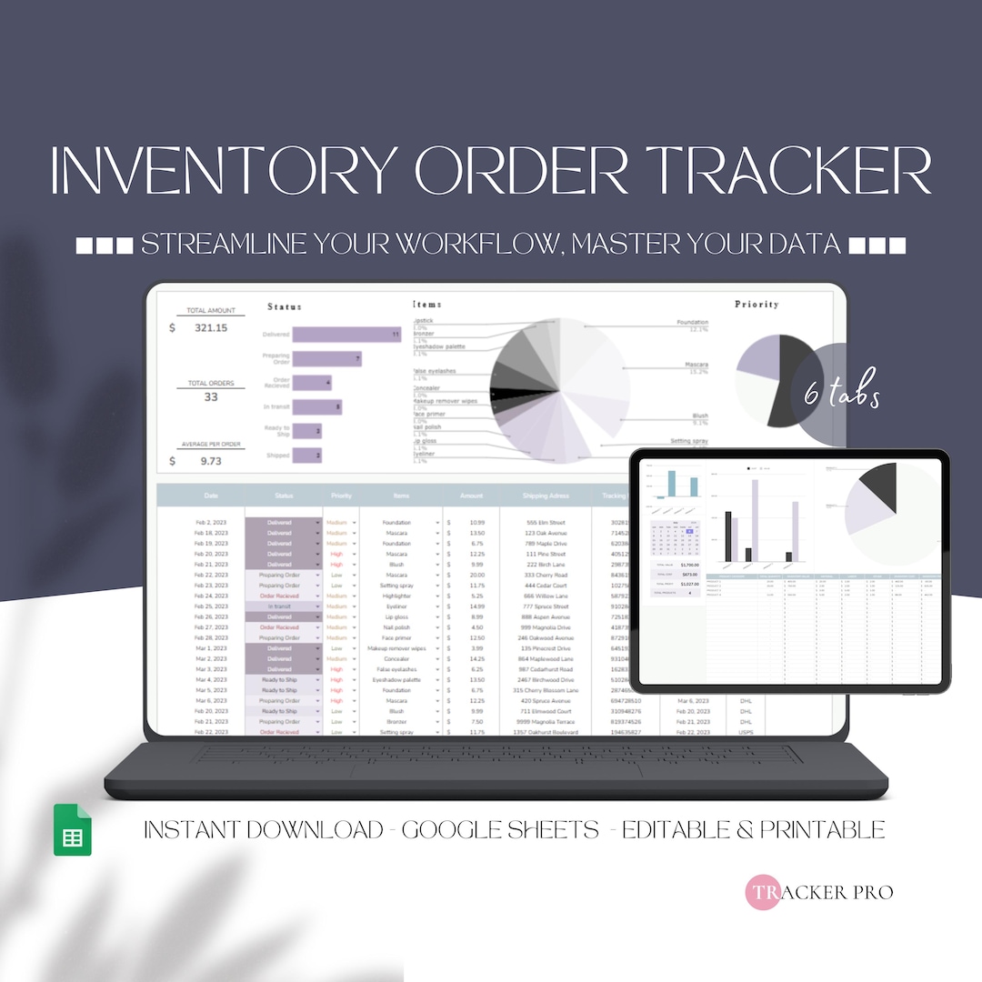 Order Management, Order Manager Tracker Google Sheets Inventory ...