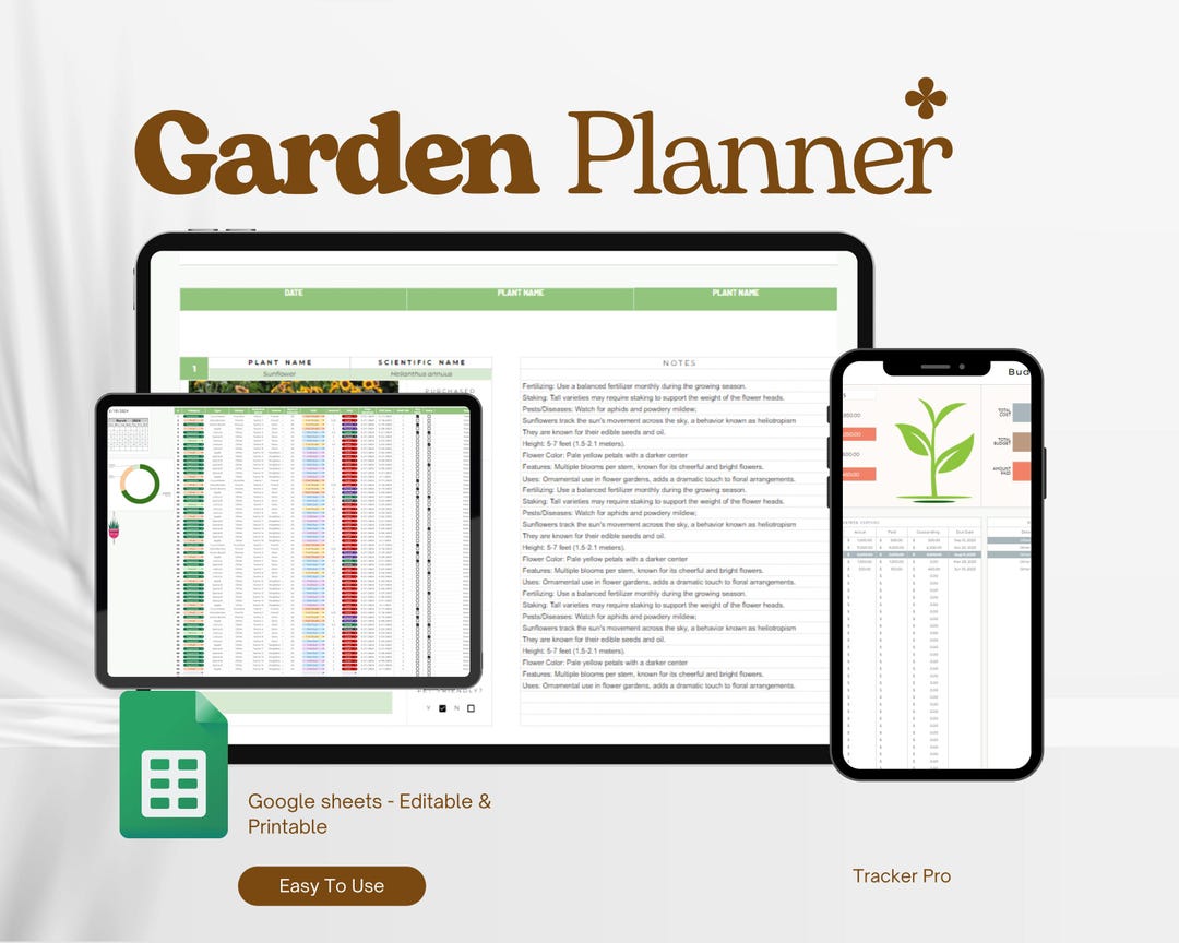 Garden Planner and Log Spreadsheet, Gardening Planner Google Sheets ...