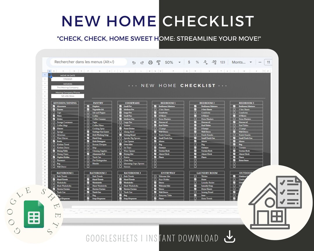 New Home Essentials Checklist First New Home Checklist Room - Etsy