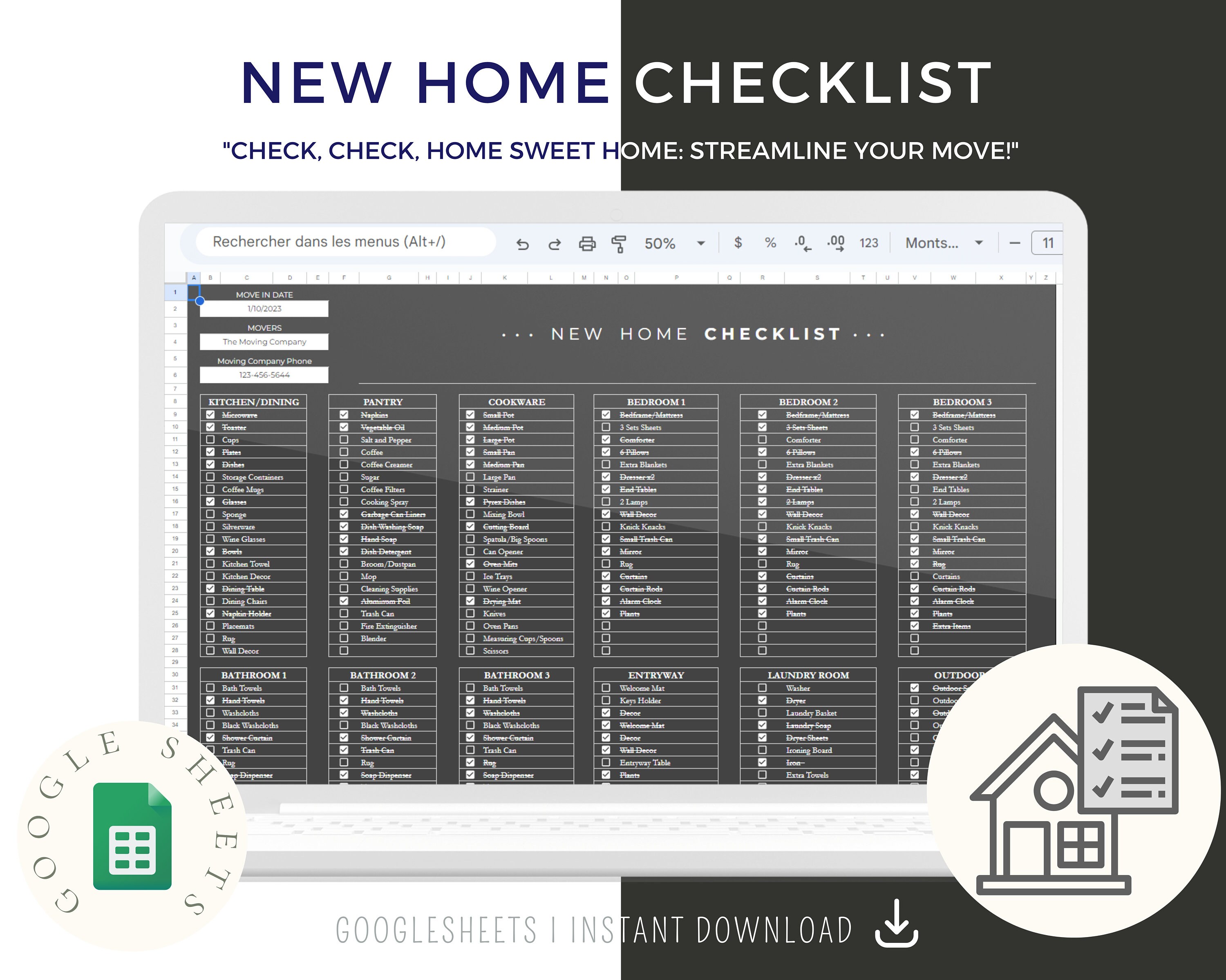New Home Essentials Checklist, First New Home Checklist, Room by Room ...
