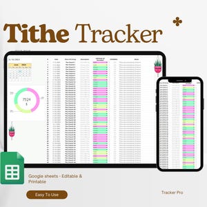 Tithe Tracker Google Sheets, Editable Giving Log, Tithes and Offering ...