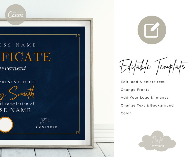 Certificate of Completion Template for Nail Course, INSTANT DOWNLOAD ...