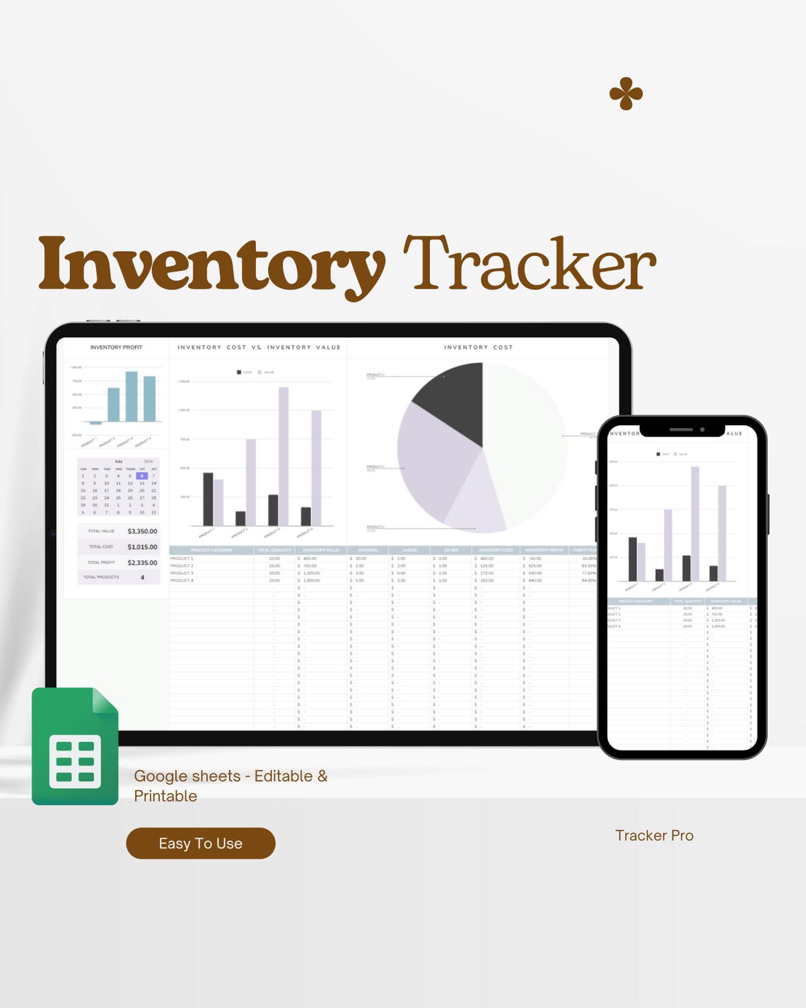 Inventory Tracker Spreadsheet for Google Sheets Product Inventory ...