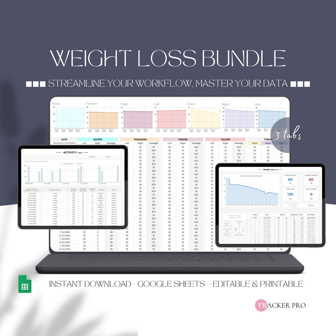 Weight Loss Tracker Excel, Weight Loss Tracker Google Sheets, Weight ...