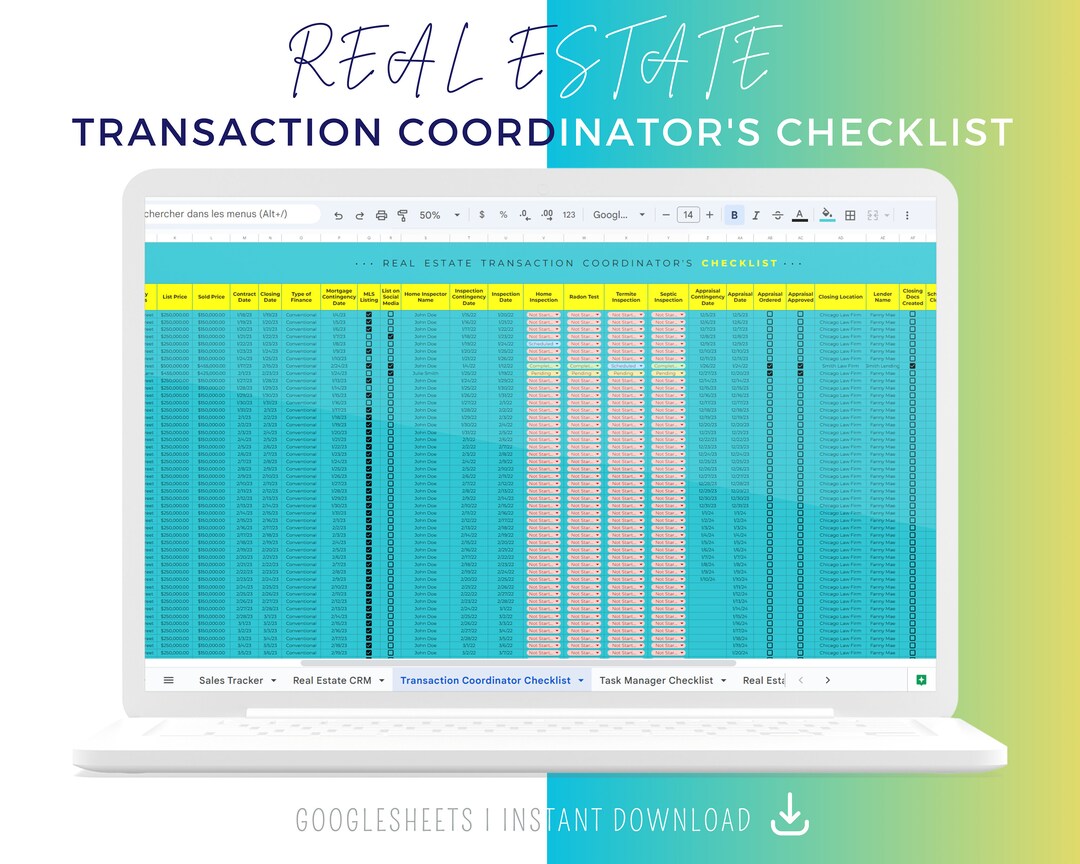 Realtor Transaction Checklist, Real Estate Excel Spreadsheets ...