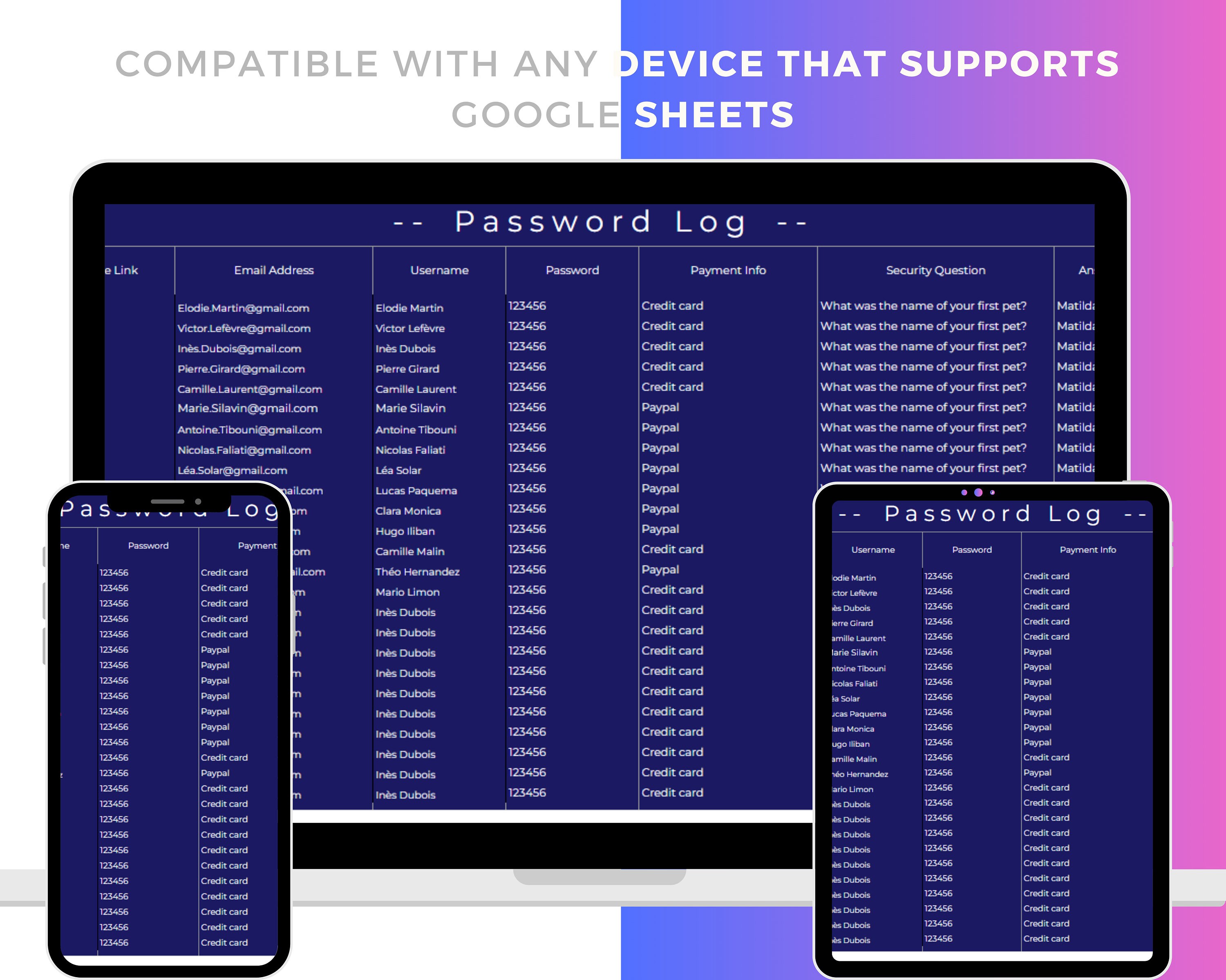 Password Tracker Excel Spreadsheet, Password Template, Password Log ...