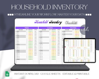 Household Inventory Checklist, Home Inventory Tracker Template, Food ...