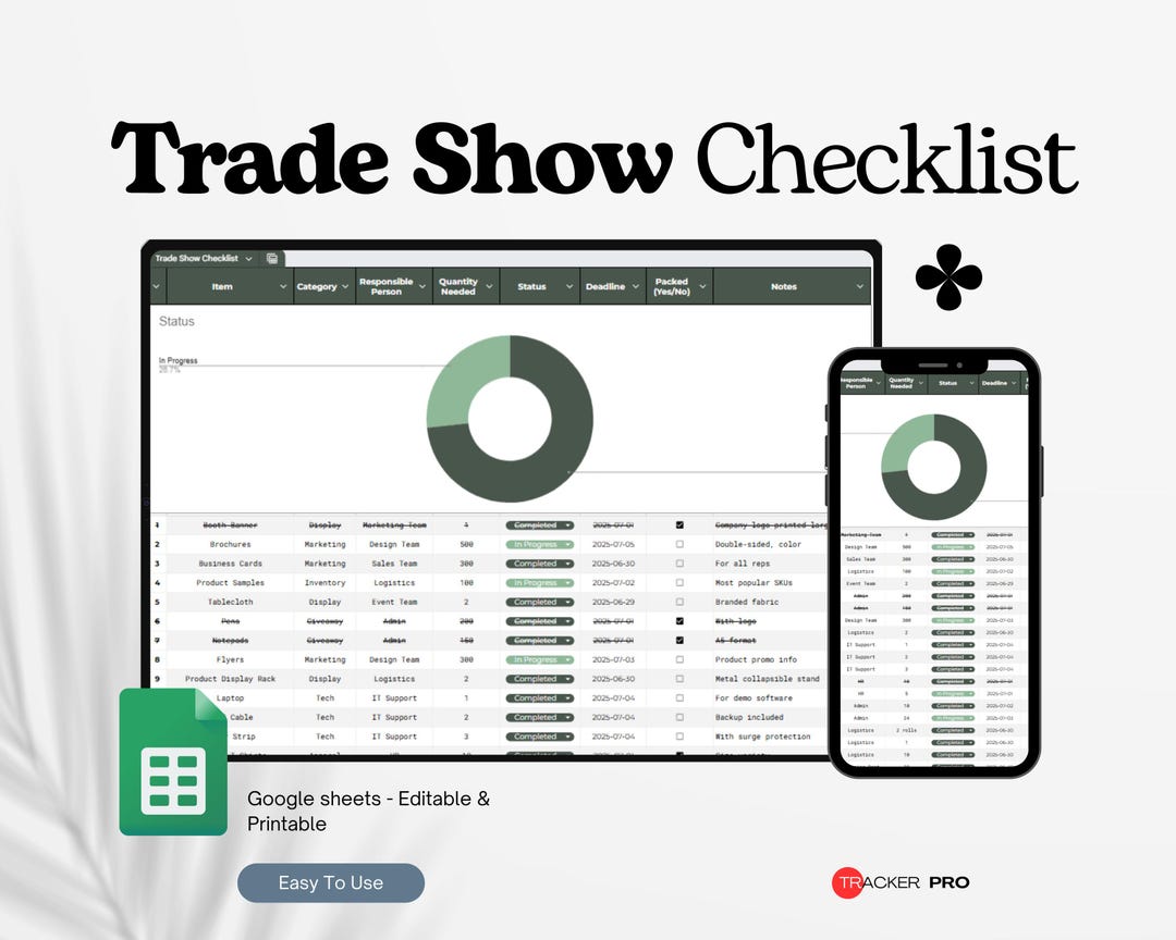Trade Show Checklist Template, Event Planner, Vendor Booth Planner ...