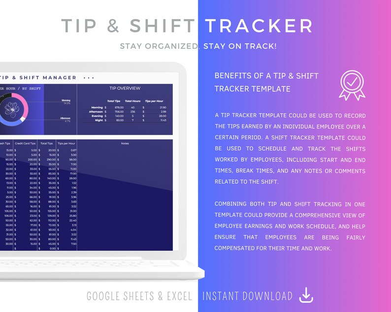 Tip Tracker, Money Tracker, Printable Tracker, Service Industry, Income ...