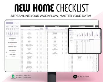 New Home Checklist Template Excel Spreadsheet, First Apartment List, New House Checklist ...
