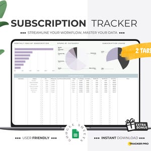 Monthly Subscription Tracker Google Sheets, Monthly Subscription ...