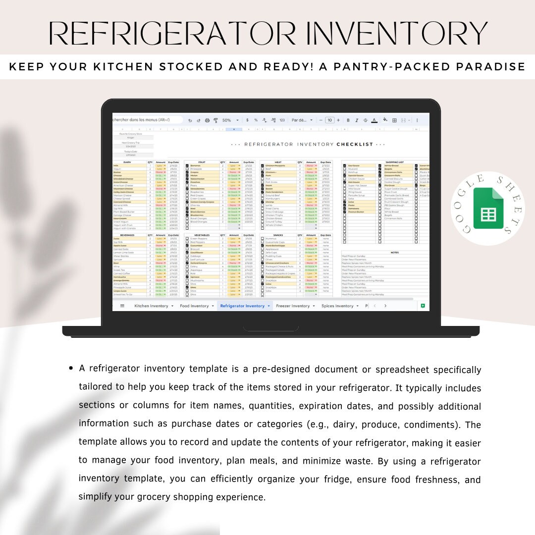 Freezer Inventory Template, Freezer Checklist, Freezer List, Food ...
