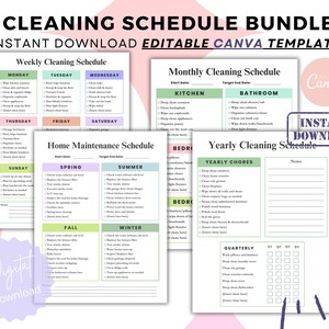 Editable Cleaning Schedule Bundle, Adult Chore Chart, ADHD Cleaning ...