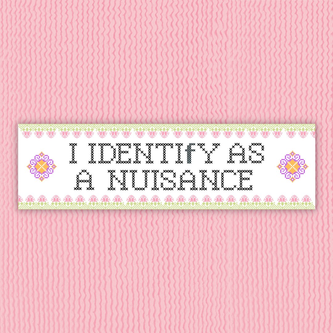 Funny Cross Stitch Meme Bumper Sticker, Weird Stuff Car Decal for Women ...