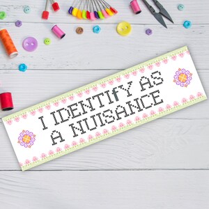 Funny Cross Stitch Meme Bumper Sticker, Weird Stuff Car Decal for Women ...