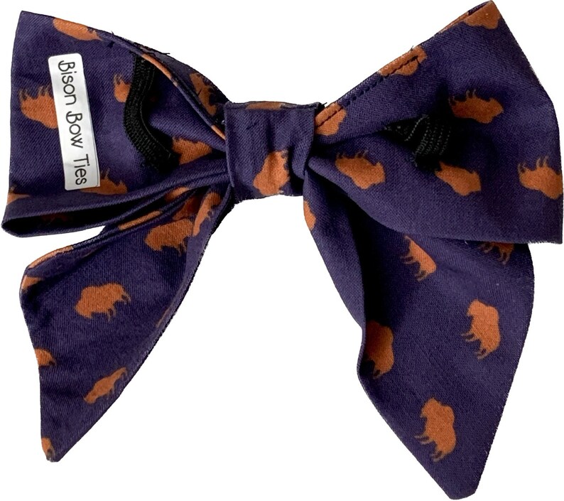 Navy Blue and Orange Bison Sailor Bow for Dog or Cat - Handmade by ...
