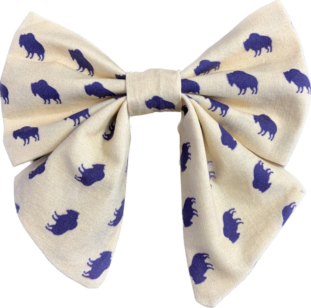 Navy Bison on Cream Background Sailor Bow for Dogs Bow Tie - Handmade ...