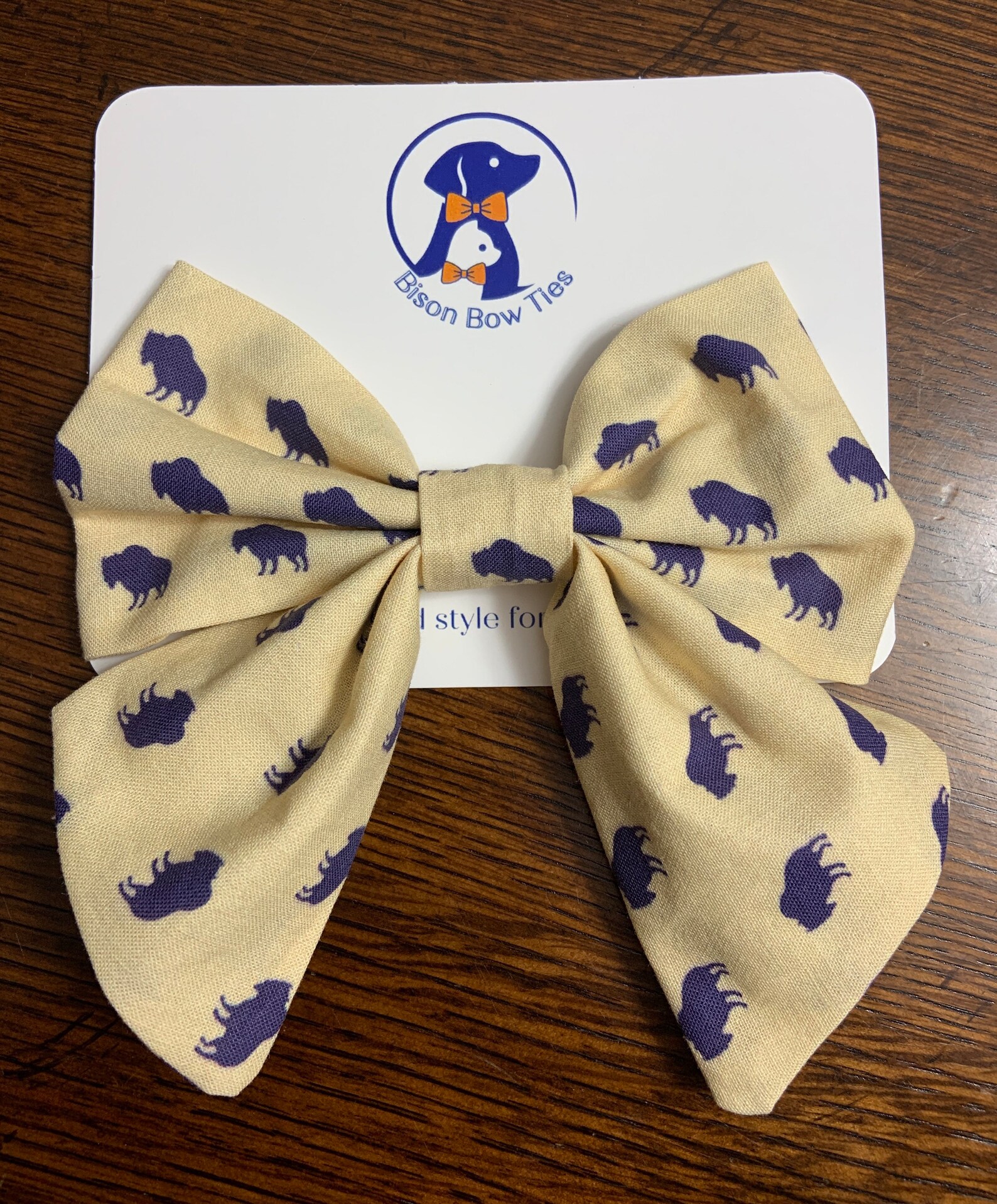 Navy Bison on Cream Background Sailor Bow for Dogs Bow Tie - Handmade ...