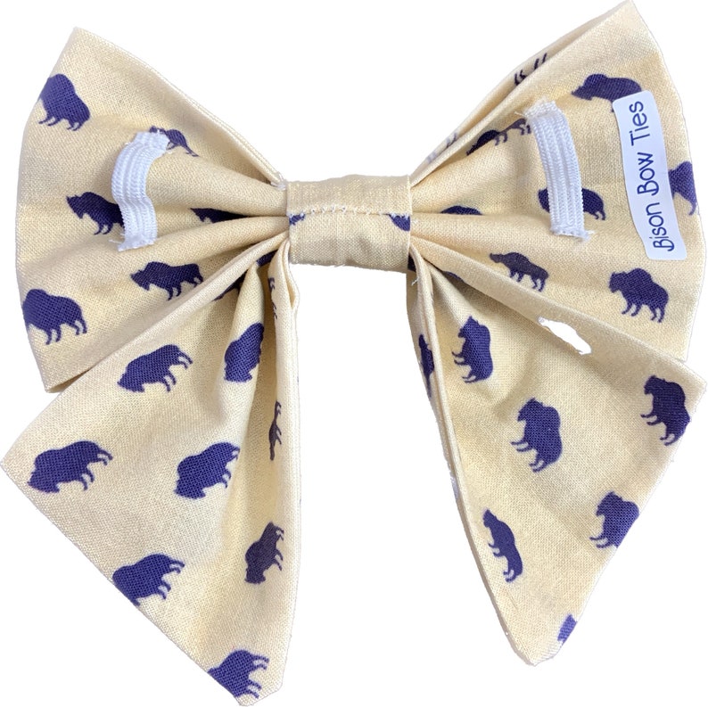 Navy Bison on Cream Background Sailor Bow for Dogs Bow Tie - Handmade ...
