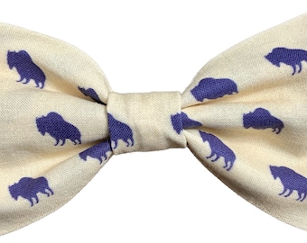 Navy Bison on Cream Background Sailor Bow for Dogs Bow Tie Handmade by ...