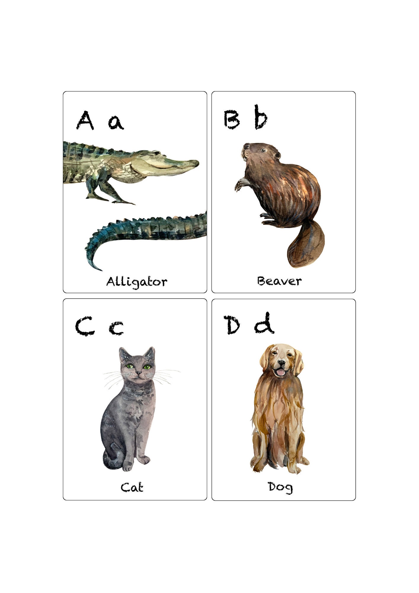 ABC Printable Animal Alphabet Cards - Etsy Australia