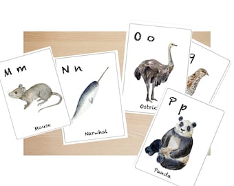 ABC Animal Flashcards, Alphabet-animal Flashcards, A-Z Animal Matching ...