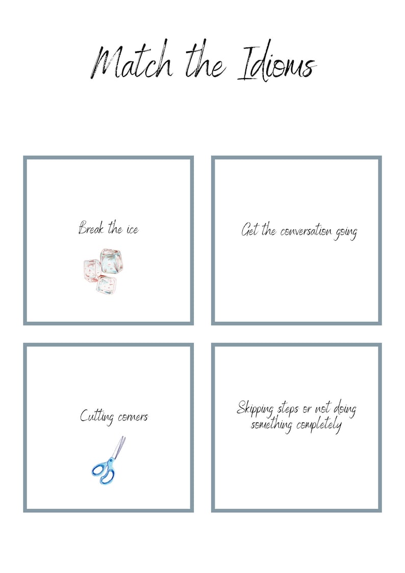 Matching Idioms Game - Etsy