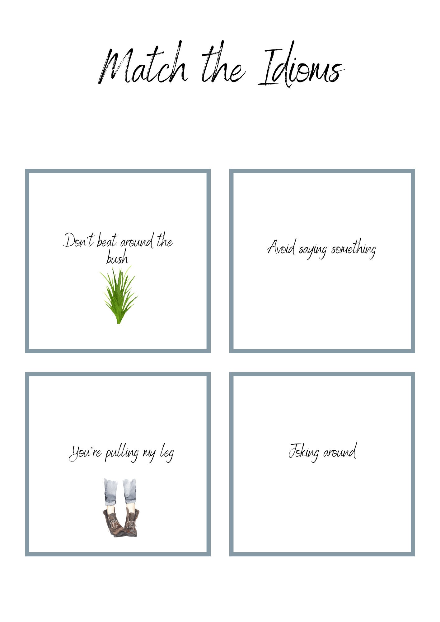 Matching Idioms Game - Etsy