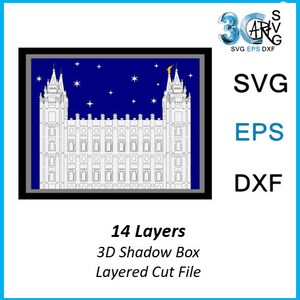 Salt Lake City Side View LDS Temple 3D Shadow Box - Etsy