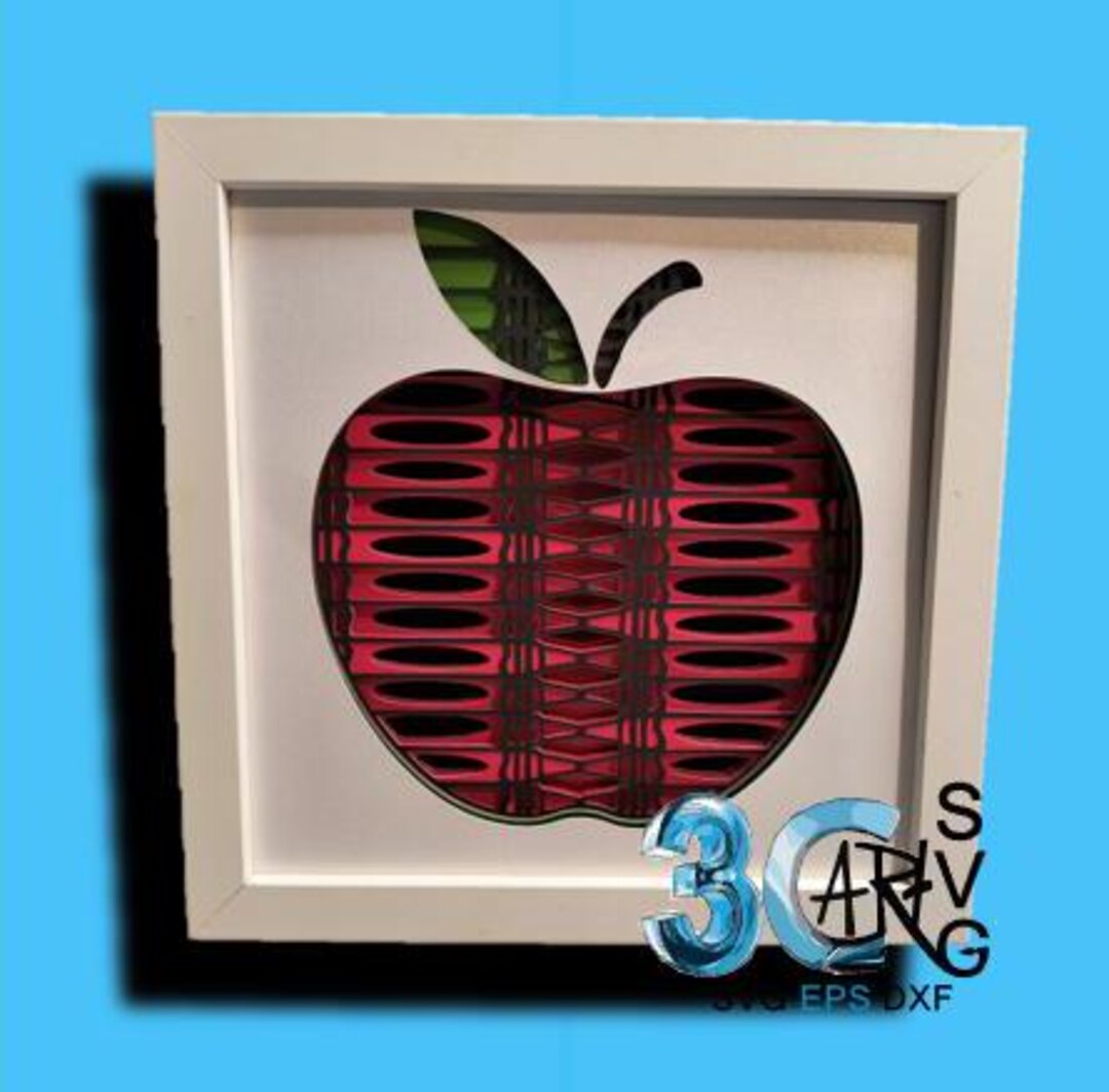 Apple Crayon 3D Shadow Box - Etsy