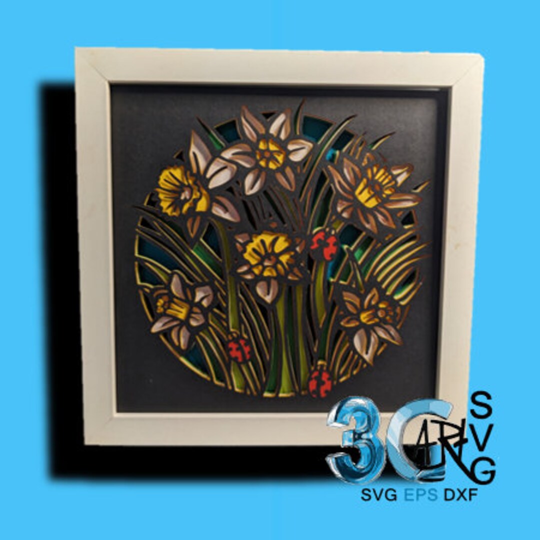 Stained Glass Daffodil 3D Shadow Box - Etsy