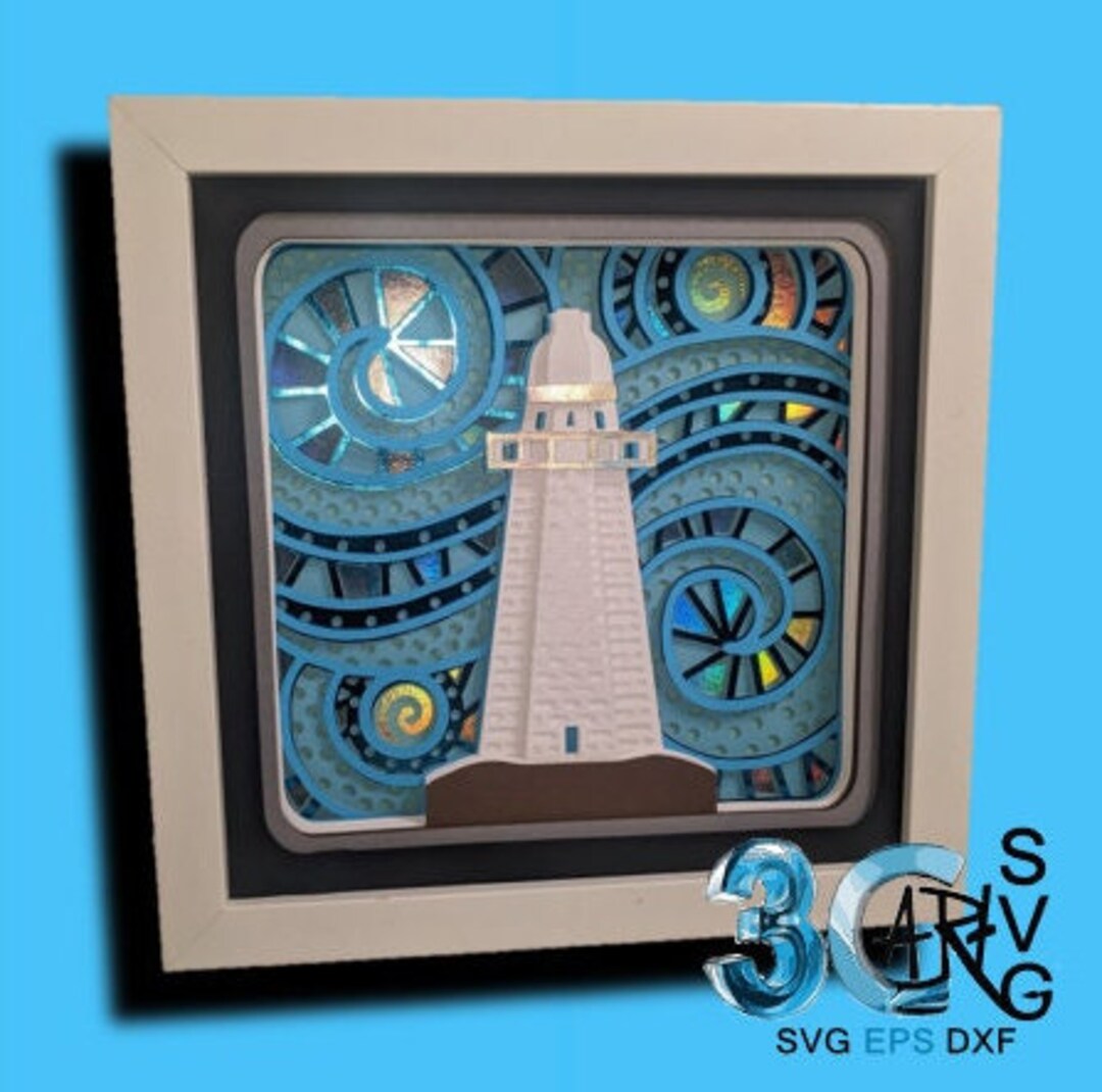 Mosaic Lighthouse 3D Shadow Box - Etsy