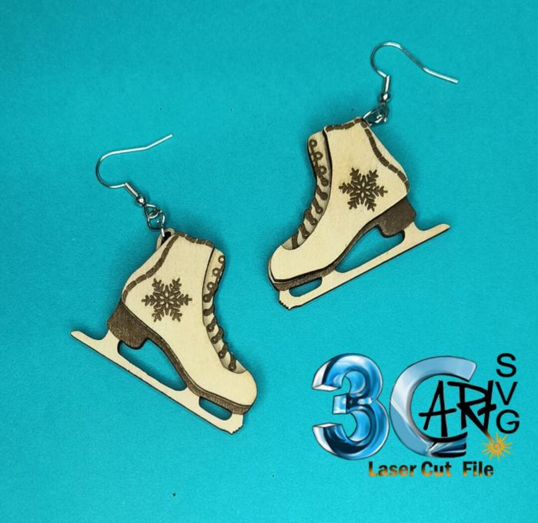 Ice Skates Earrings Laser SVG Cut File, Wearable Art, for Glowforge ...