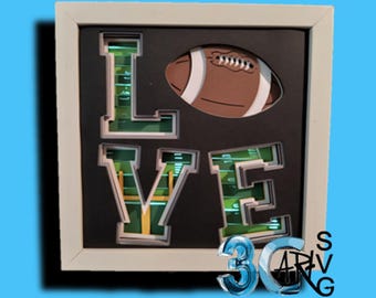 Vintage Wood Football Shadow Box Sammy Baugh Don Huston Jim Thorpe and ...