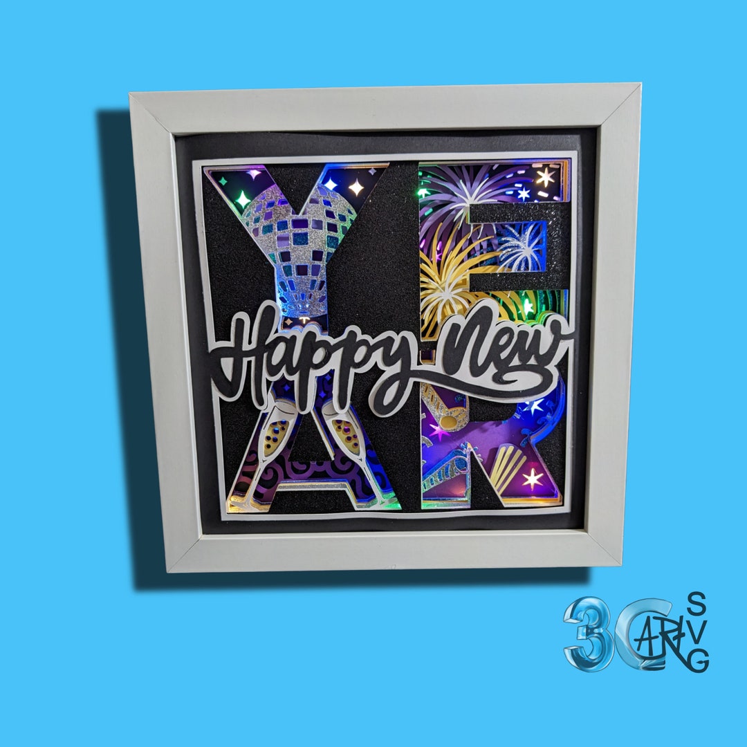 Happy New Year 3D Shadow Box - Etsy
