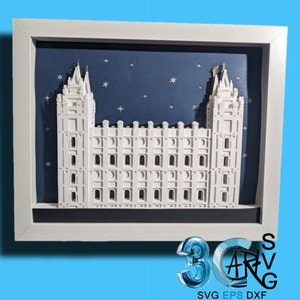 Salt Lake City Side View LDS Temple 3D Shadow Box - Etsy